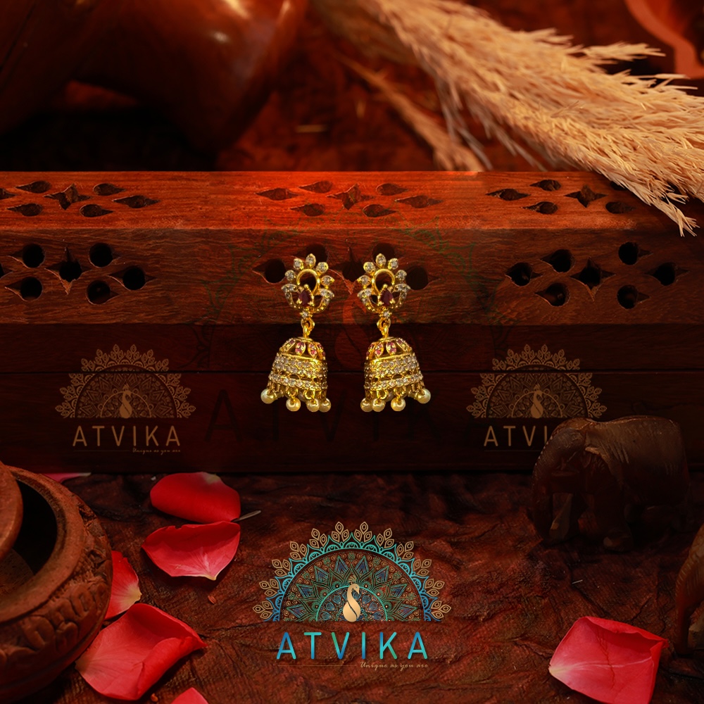 Sparkling Small Jhumka with Stones